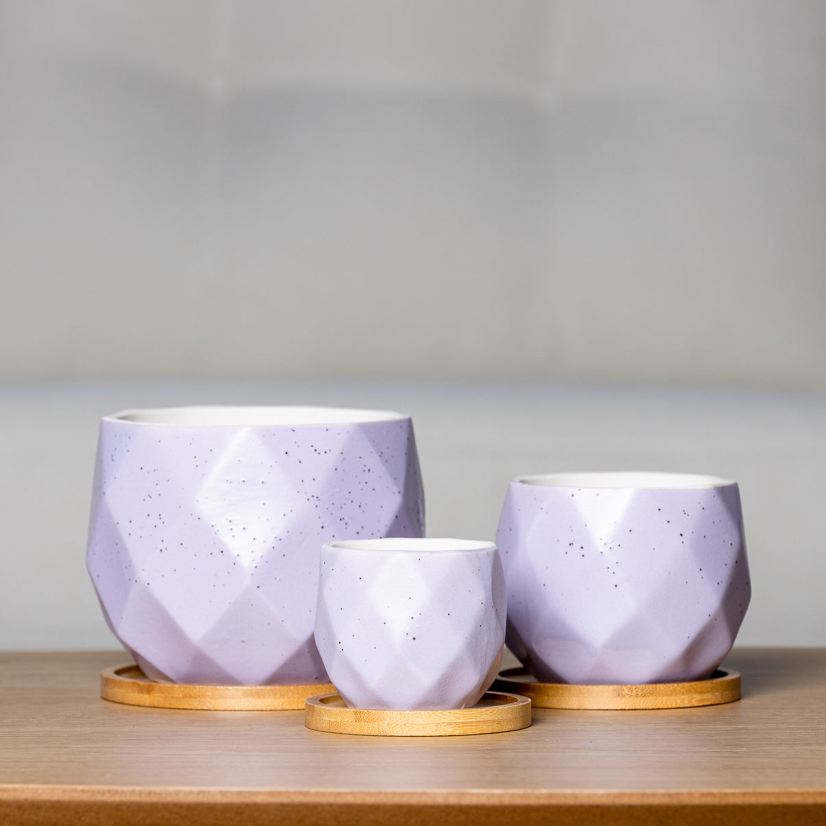 Glazed Ceramic Planter - "Macaron" - 3 Pieces Set with Saucers – Miss ...